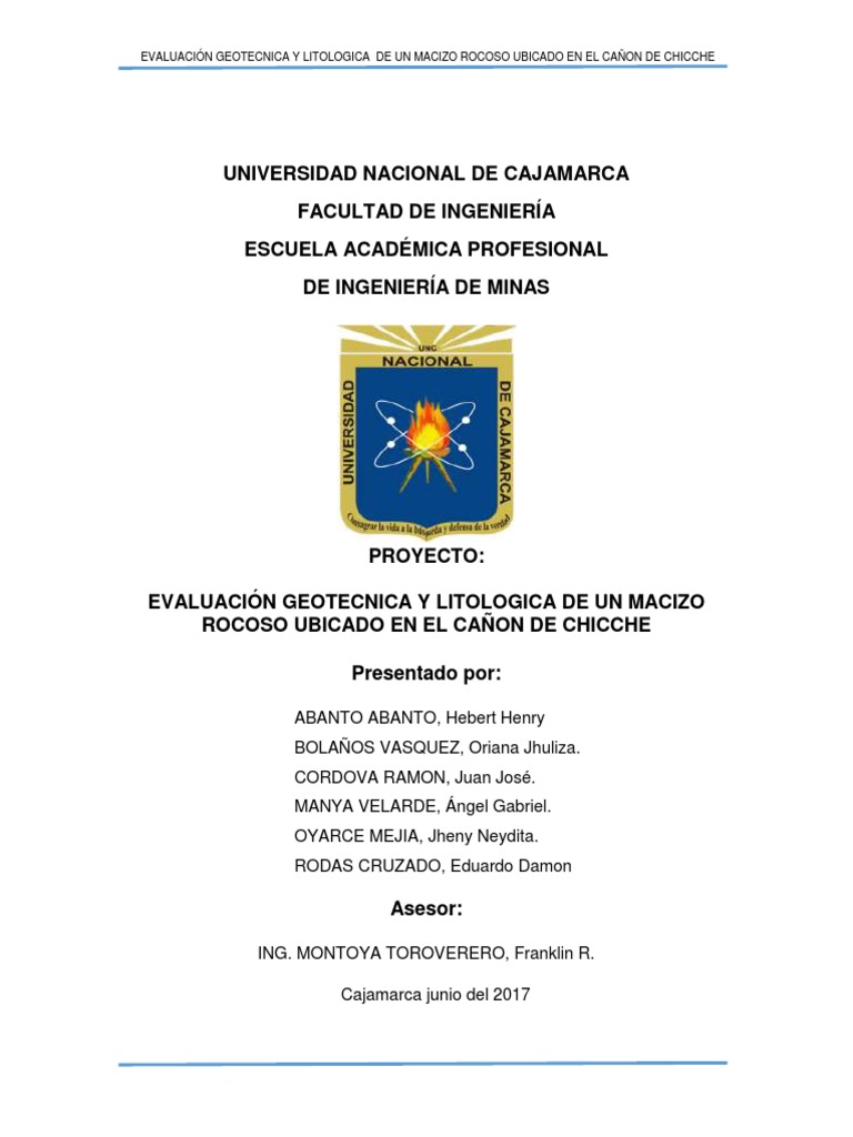 Universidad Nacional de Cajamarca Facult PDF | PDF | Ciencias de la Tierra | Science
