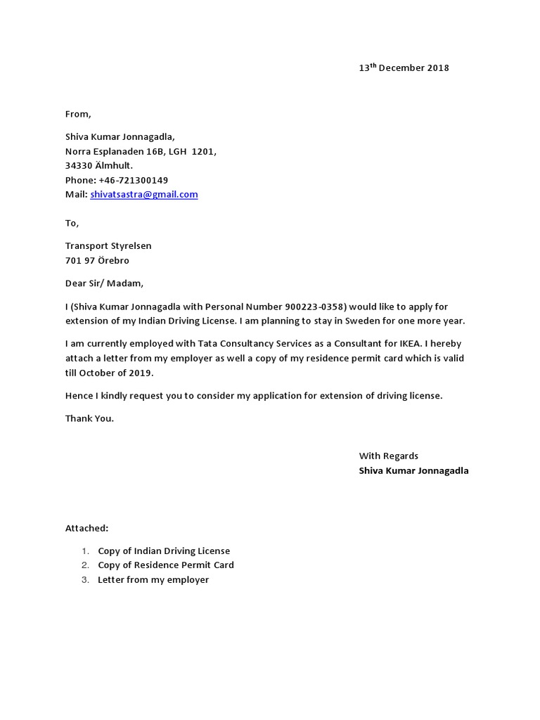 Driving License Letter | PDF