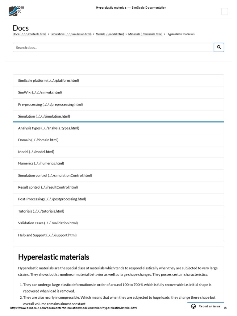 Hyperelastic Materials - SimScale Documentation | PDF | Deformation ...
