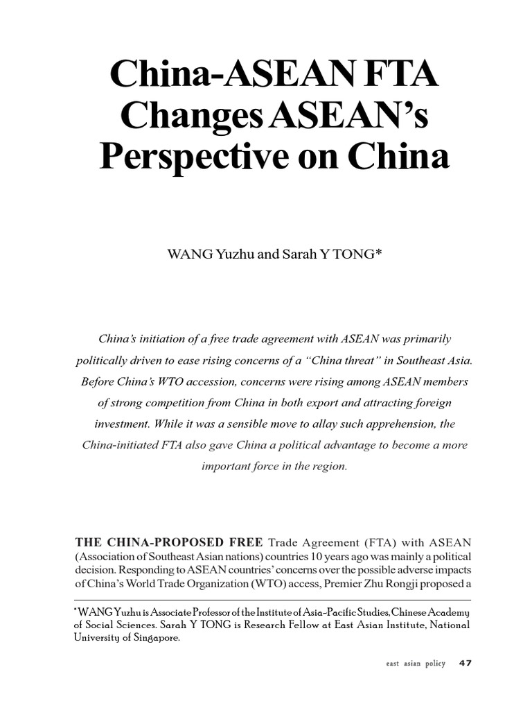 Asean Fta China | PDF | Association Of Southeast Asian Nations | China