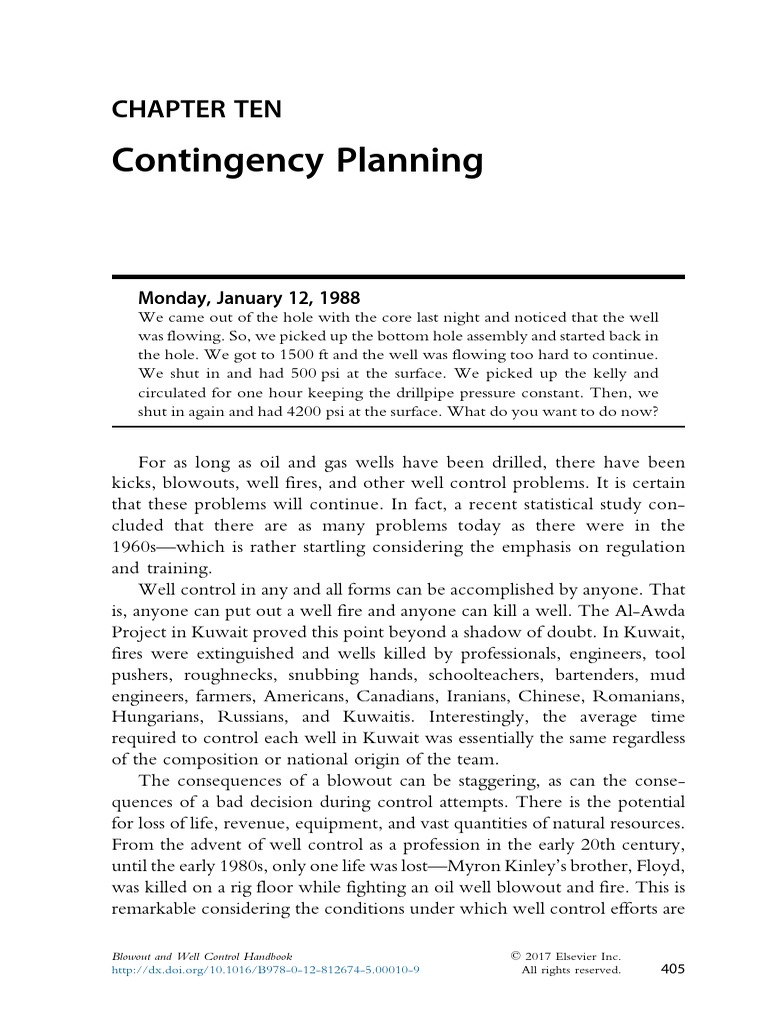 Contingency Planning: Chapter Ten | PDF | Blowout (Well Drilling) | Nature