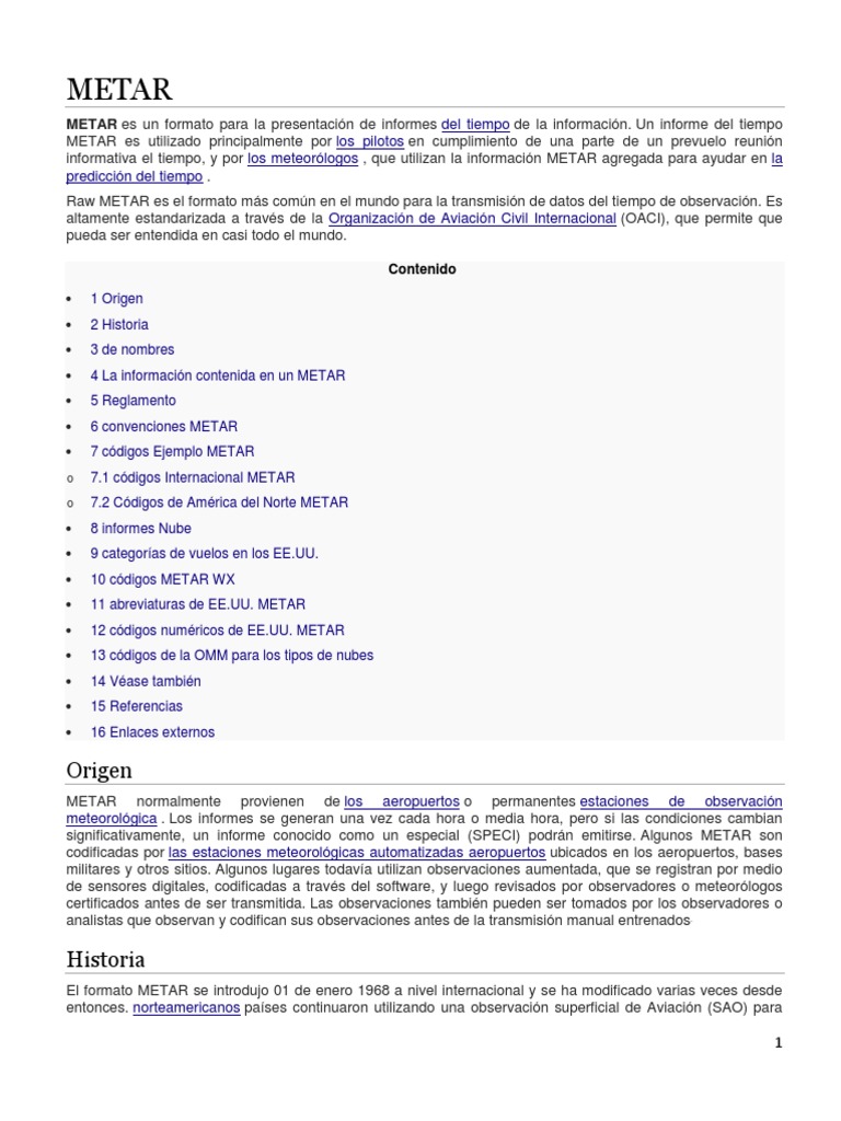 1 Metar Imprimir | PDF | Meteorología | Ciencias de la Tierra