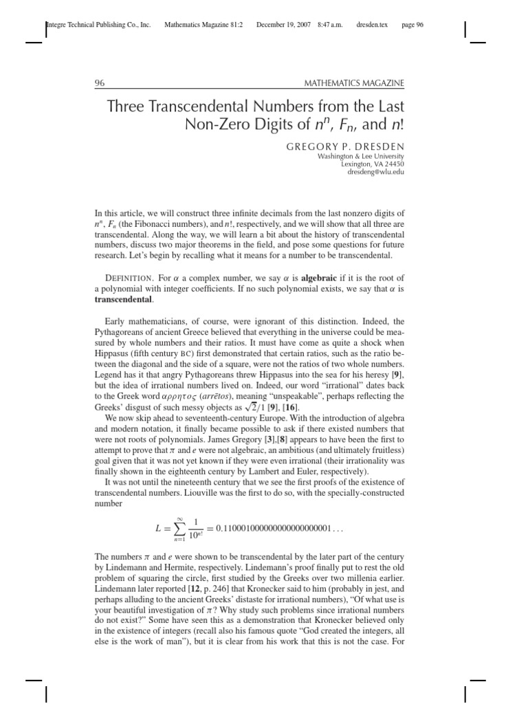 Three Transcendental Numbers From The Last Non-Zero Digits Of,, and ...