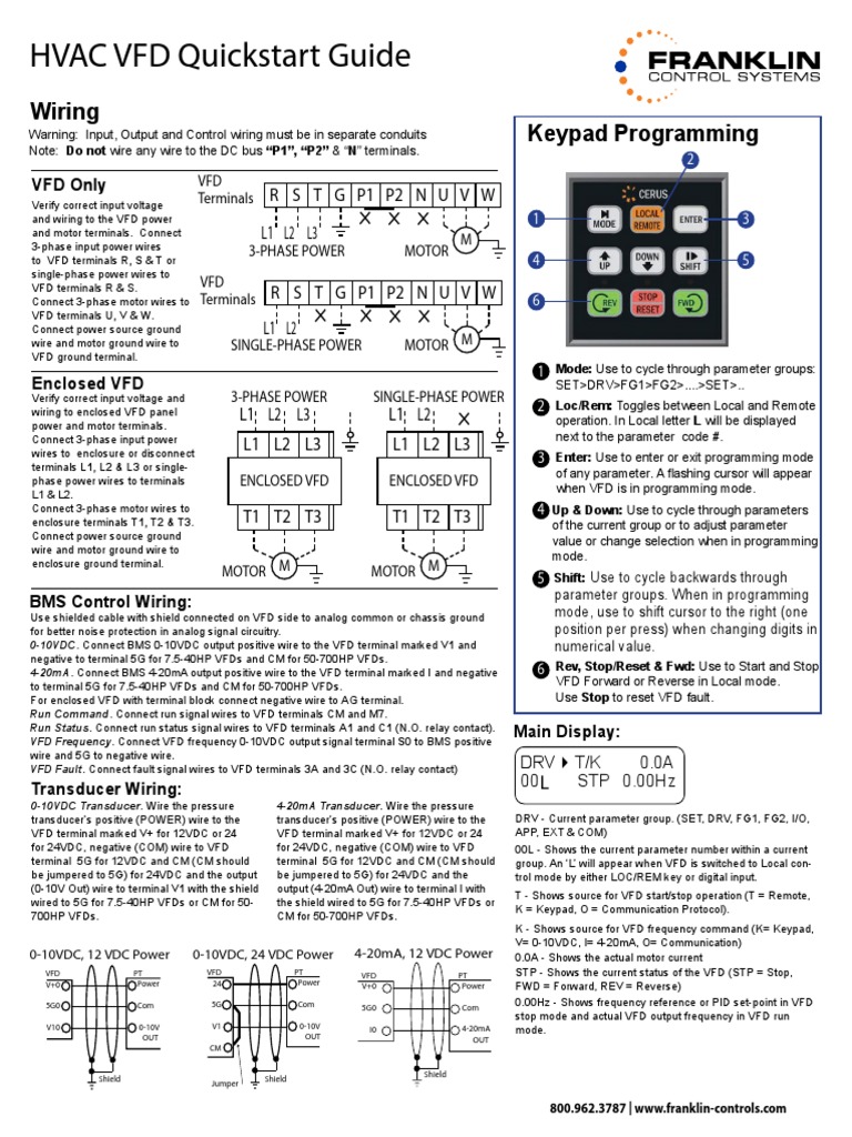 HVAC VFD Quickstart Guide: Wiring Keypad Programming | PDF | Parameter (Computer Programming ...