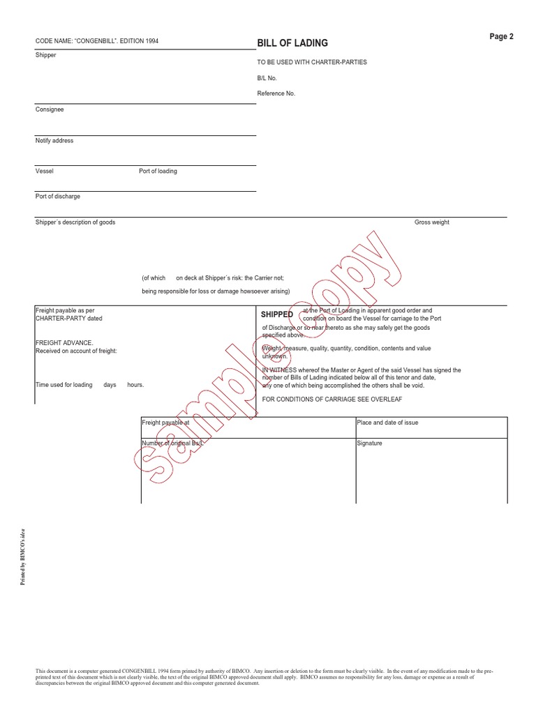 Bill of Lading | PDF | Bill Of Lading | Cargo