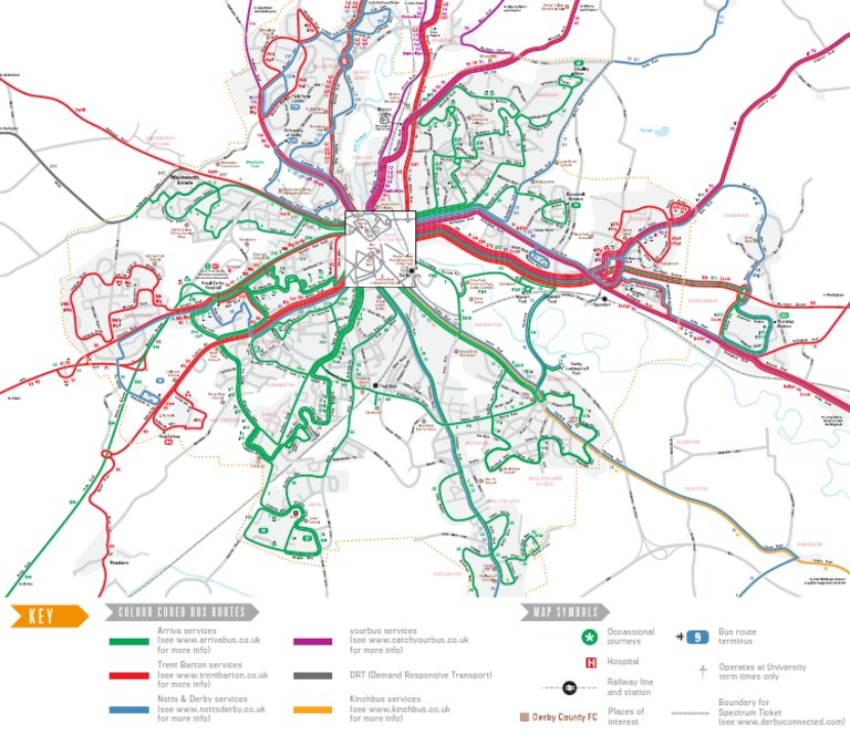 Derby Bus Routes and Services Map | PDF | Derby | Public Transport