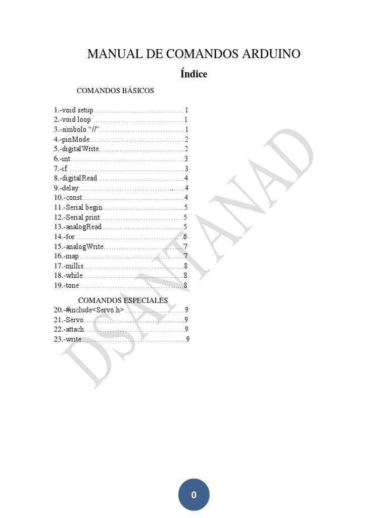 Manual de Comandos Arduino | PDF | Poco | Ingenieria Eléctrica