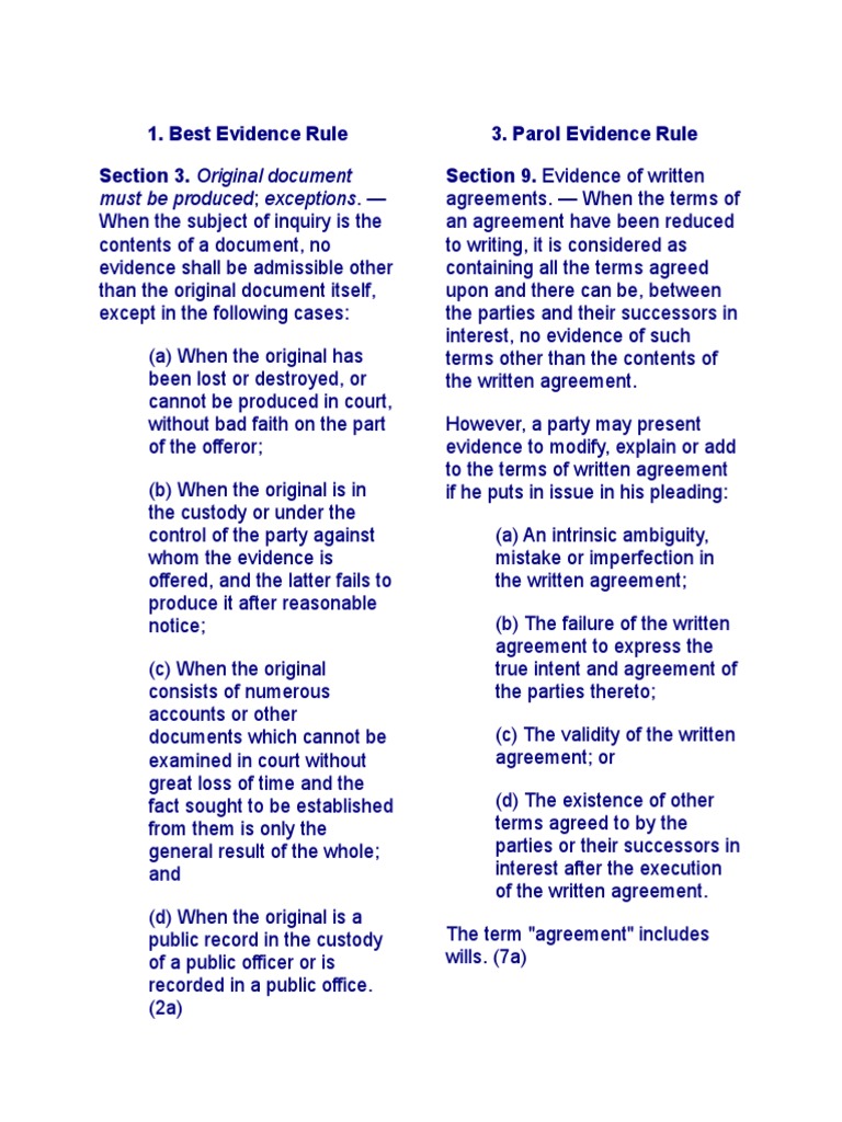 Must Be Produced Exceptions. | PDF | Parol Evidence Rule | Evidence