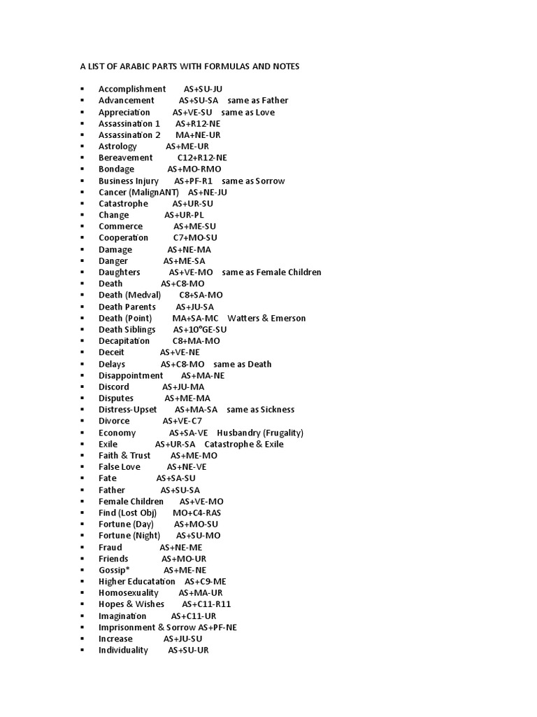 Arabic Parts | PDF