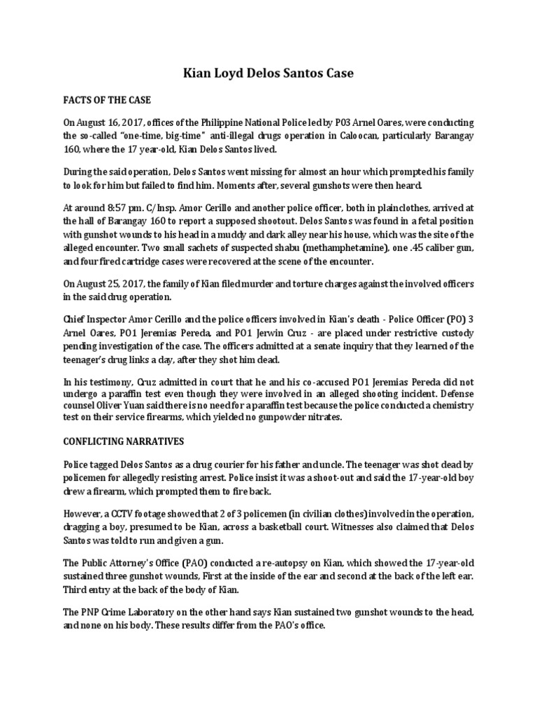 Kian Delos Santos Case - Legal Medicine | PDF | Crime & Violence ...
