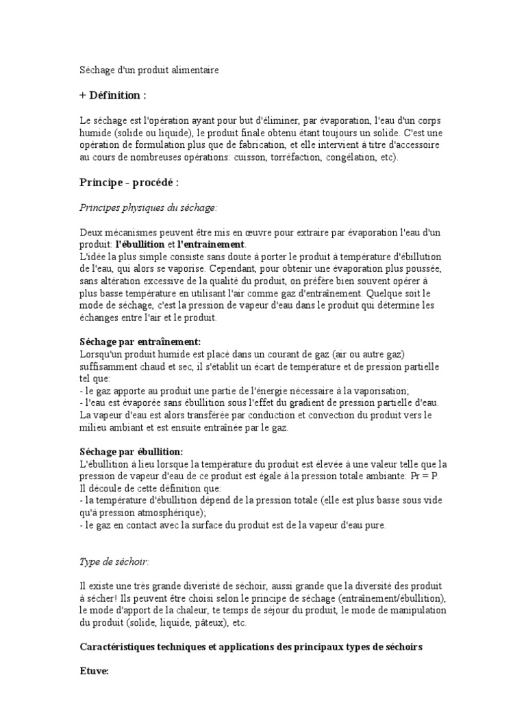 Techniques de séchage alimentaire | PDF | Atmosphère de la Terre | Gaz