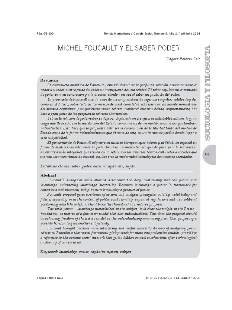 Foucault: Poder y Saber en Sociedad | PDF | Poder (social y político ...
