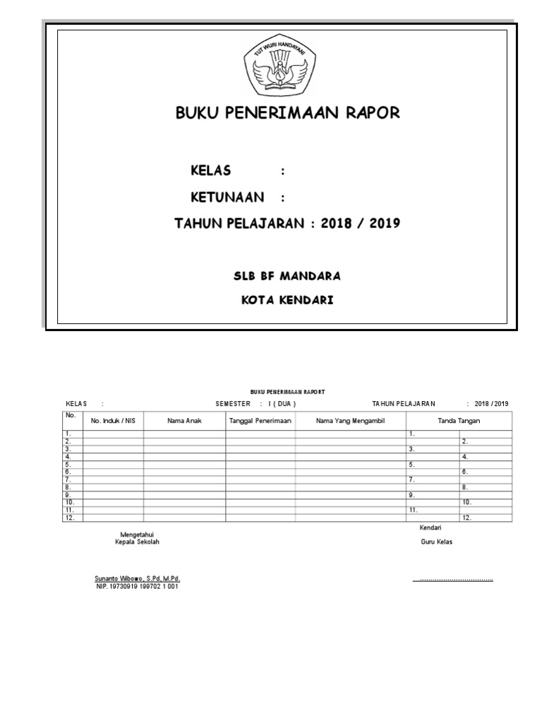 Buku Penerimaan Raport | PDF