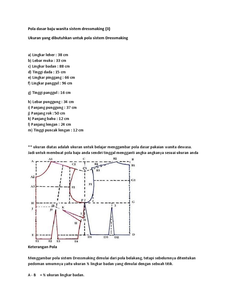 Pola Dasar Baju Wanita Sistem Dressmaking | PDF | Olahraga & Rekreasi | Metode & Bahan Ajar