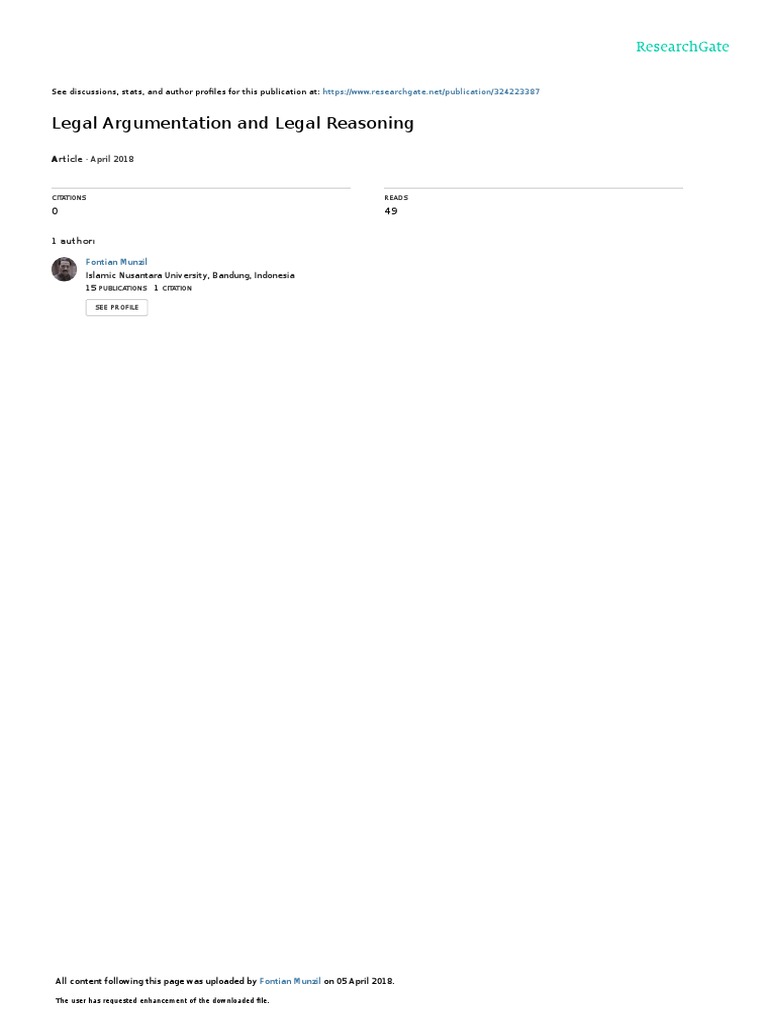 Legal Argumentation and Legal Reasoning: April 2018 | PDF | Career ...