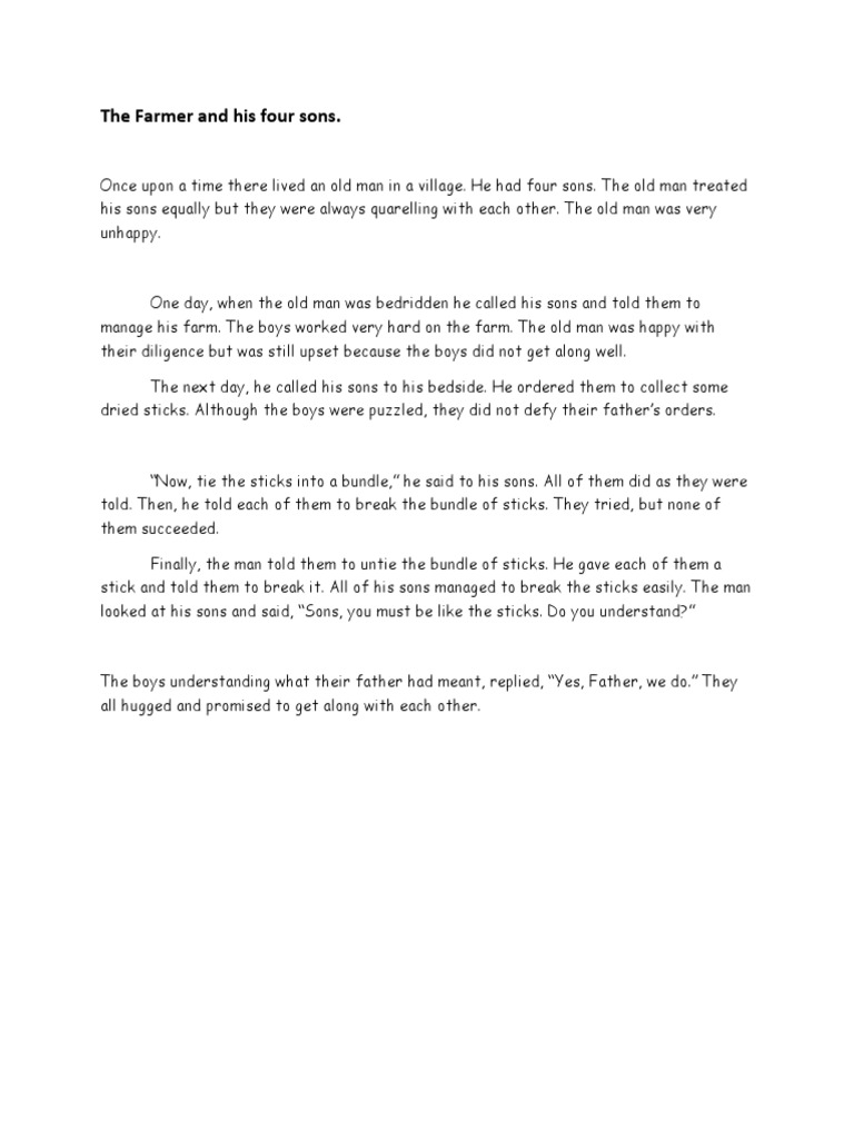 The Farmer and His Four Sons | PDF
