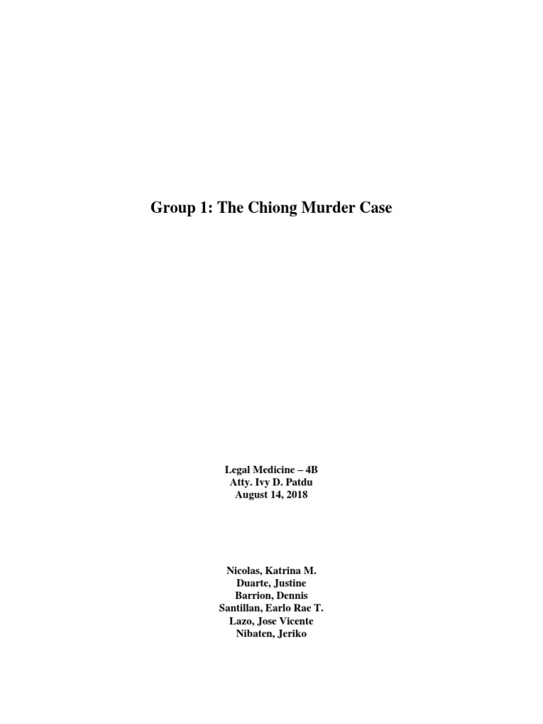 Chiong Sisters Murder Case Overview | PDF | Testimony | Public Law