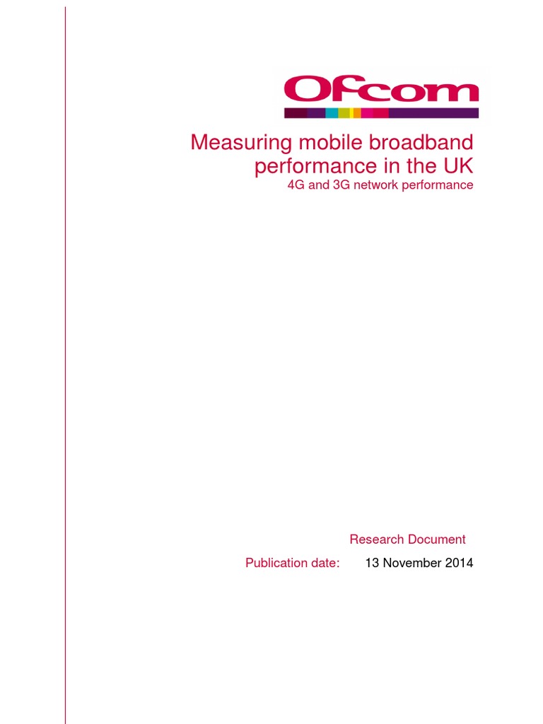 OFCOM Measuring Mobile Broadband Performance in The UK | PDF | 4 G ...