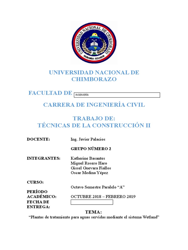 Plantas de Tratamiento para Aguas Servidas Mediante El Sistema Wetland ...