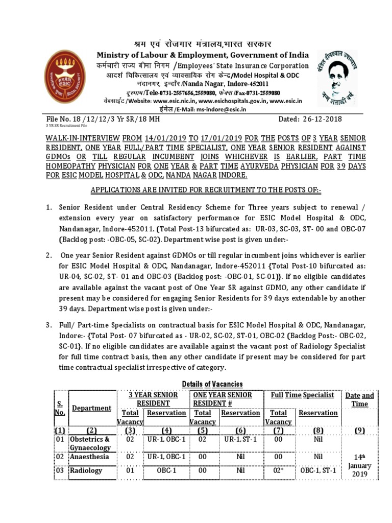 Esic Indore | Download Free PDF | Residency (Medicine) | Specialty ...