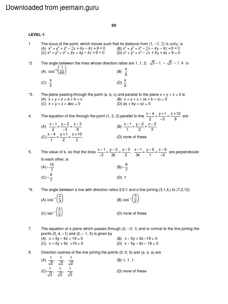 3D Level I | PDF | Line (Geometry) | Plane (Geometry)