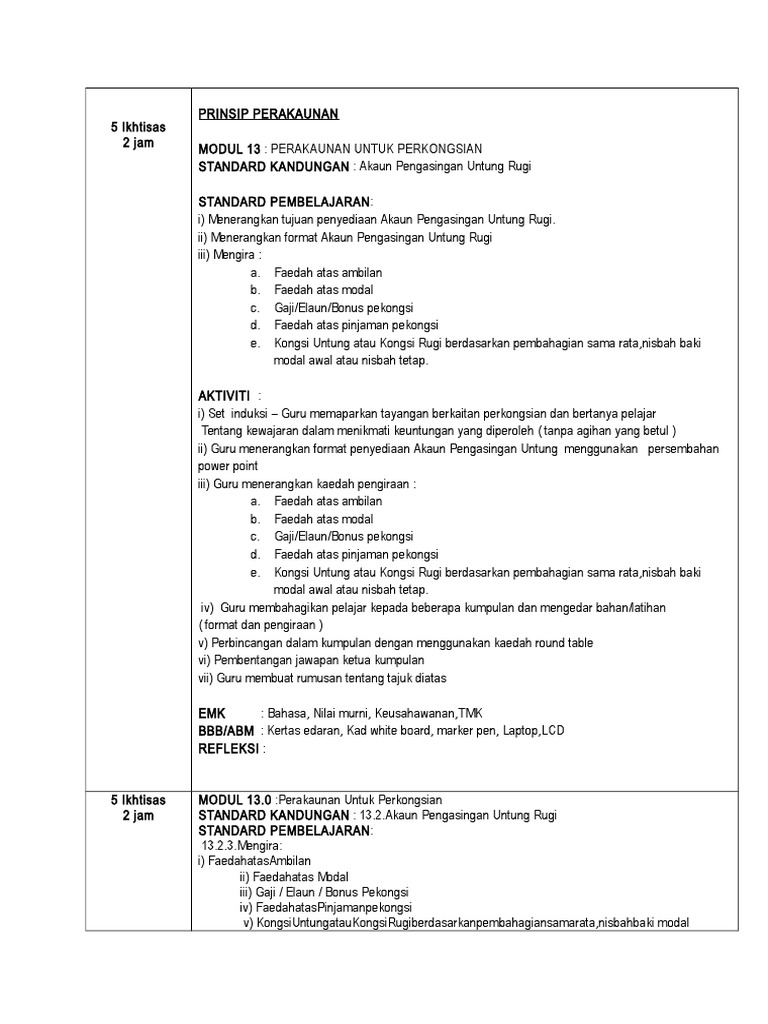 Contoh RPH Perkongsian KSSM t5 | PDF