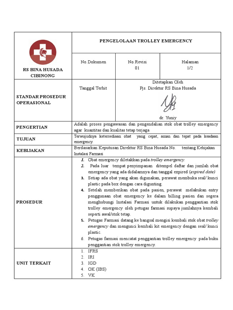 Spo Pengelolaan Trolley Emergency RSBH - Google Dokumen | PDF