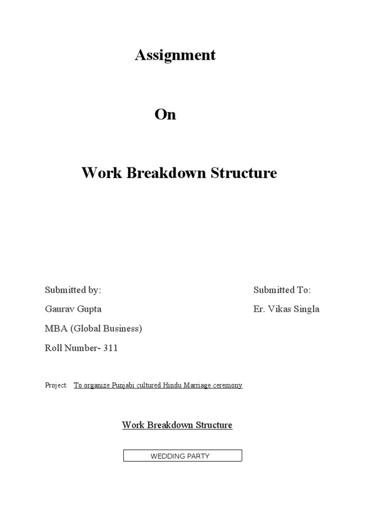 Work Breakdown Structure Wedding