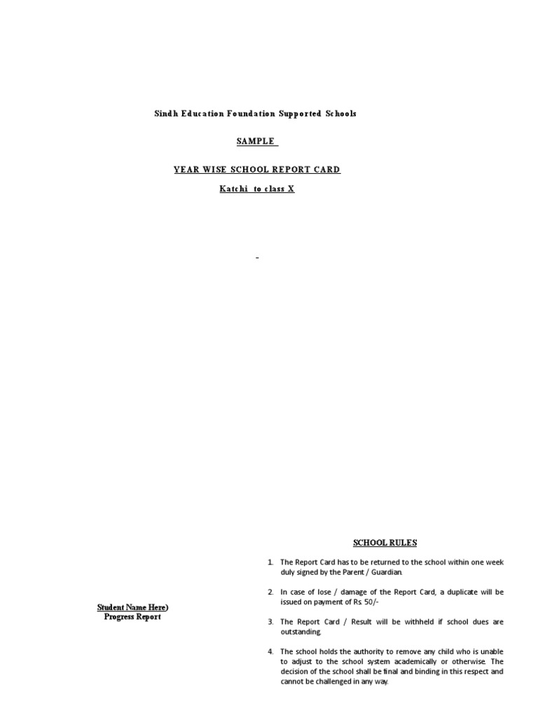 Report Card Sample | PDF | Creativity | Attitude (Psychology)