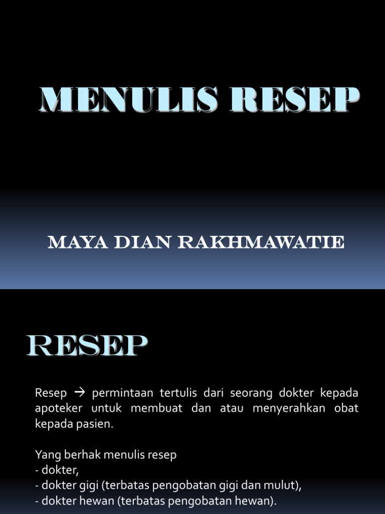 Panduan Lengkap Menulis Resep Obat | PDF | Resep Obat | Ilmu Farmasi