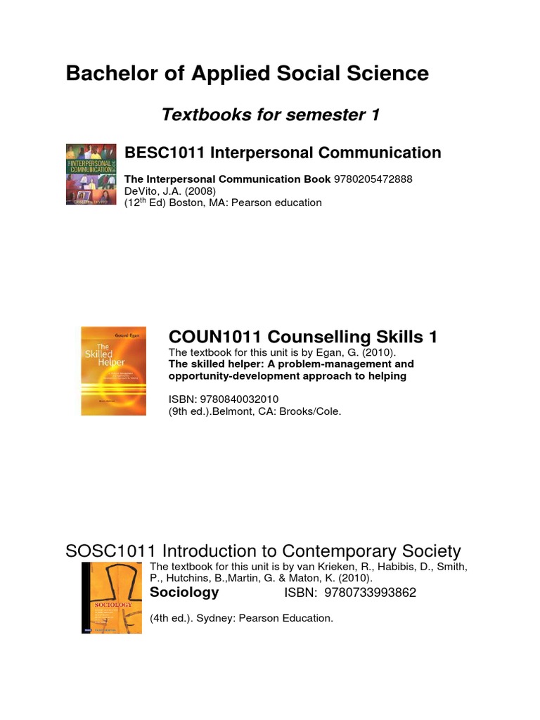 Bachelor of Applied Social Science Texts | PDF