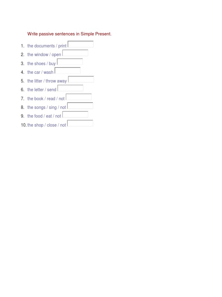 Write Passive Sentences in Simple Present | PDF
