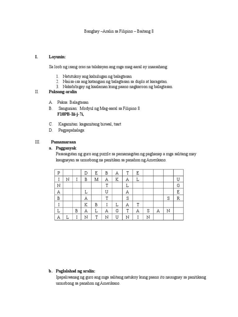 Banghay 8 | PDF