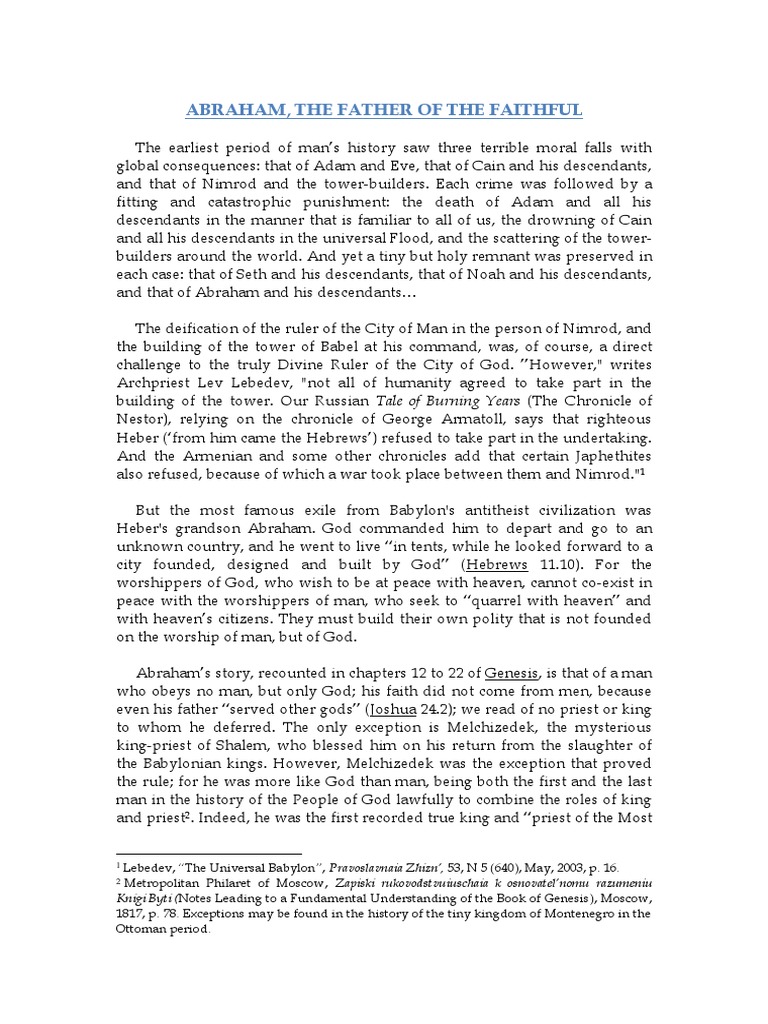 Abraham, The Father of The Faithful | PDF | Isaac | Abraham