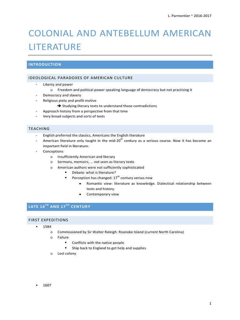 Colonial & Antebellum American Lit | PDF | Plymouth Colony ...