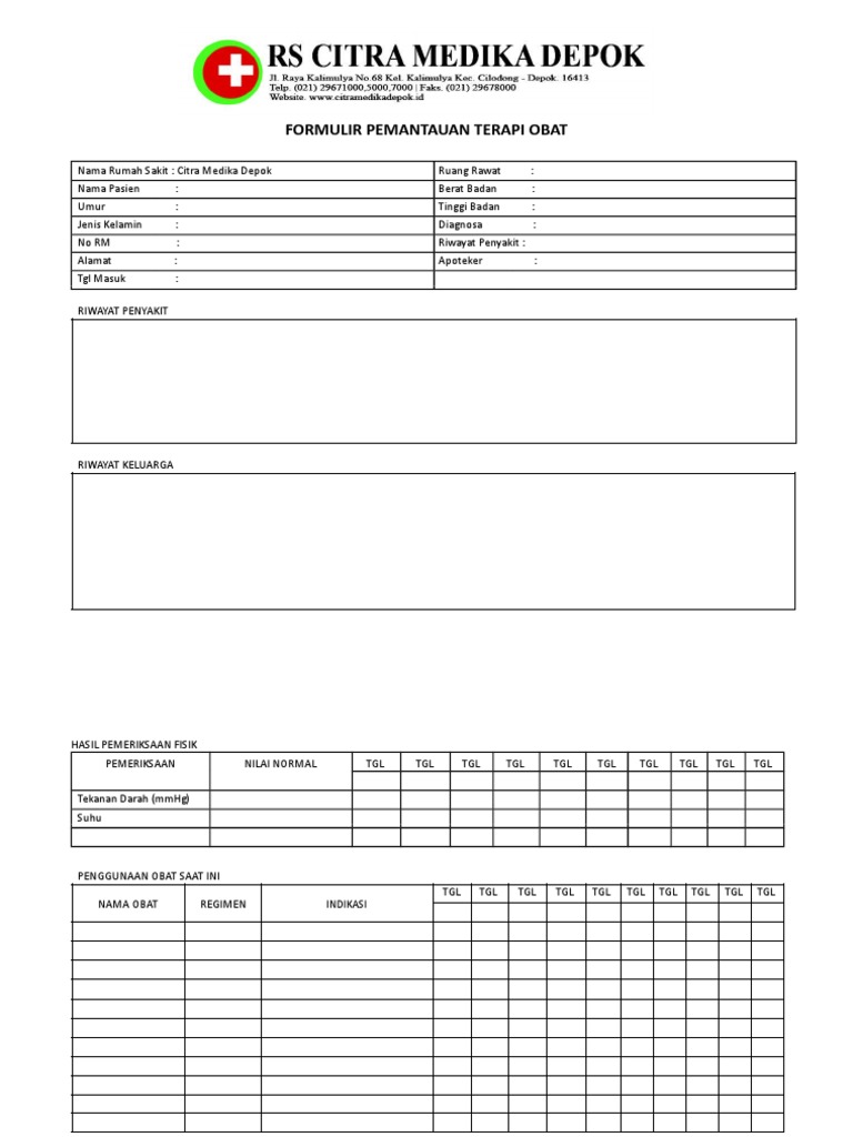 Formulir Pemantauan Terapi Obat | PDF