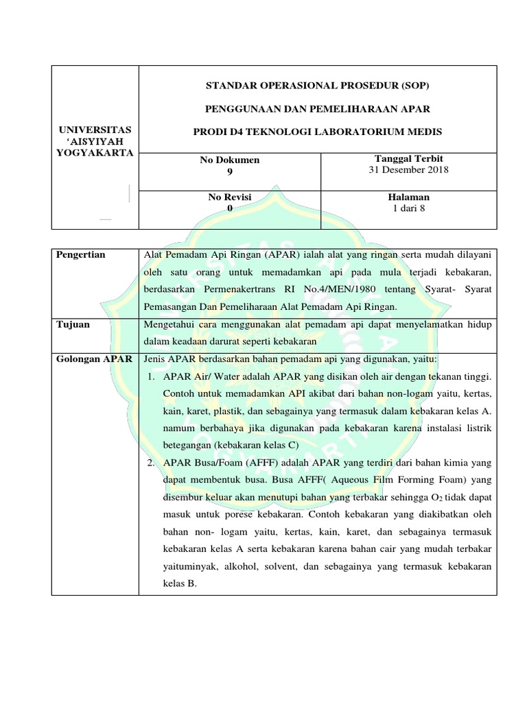 Sop Apar Form | PDF