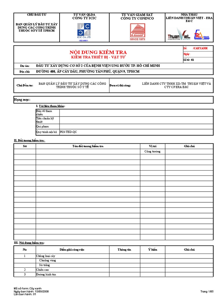 Checklist Lấy Mẫu Kiểm Tra Vật Liệu.ok | PDF