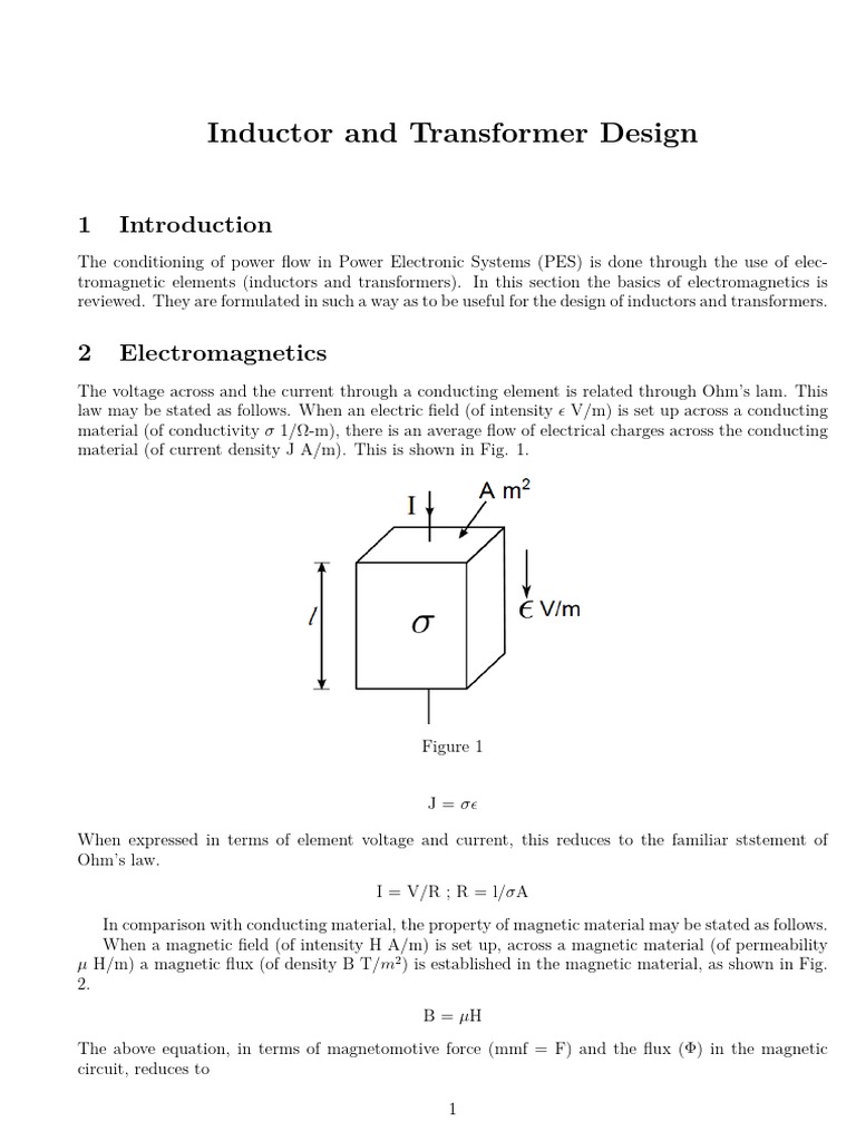 Inductor and Transformer Design: H/M) A Magnetic Flux (Of Density B T/M ...