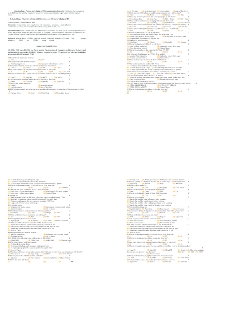Ms Word Questions and Answers | PDF | Microsoft Word | Page Layout