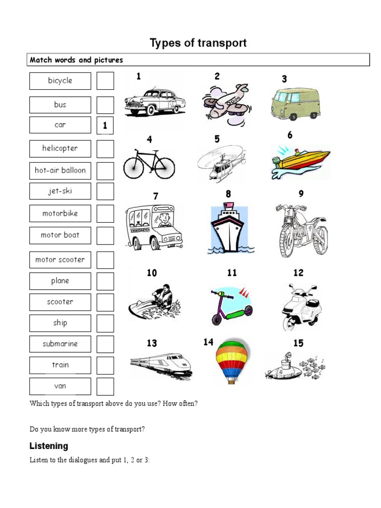 Vocabulary Types of Transport | PDF | Transport