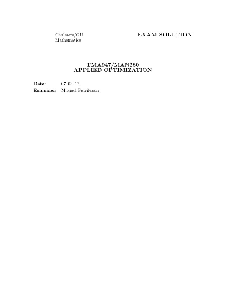 Applied Optimization Exam Solutions | PDF | Systems Analysis | Applied Mathematics