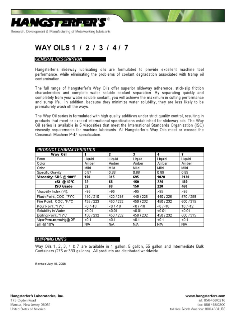 Way Oils 1 / 2 / 3 / 4 / 7: General Description | PDF | Soft Matter ...