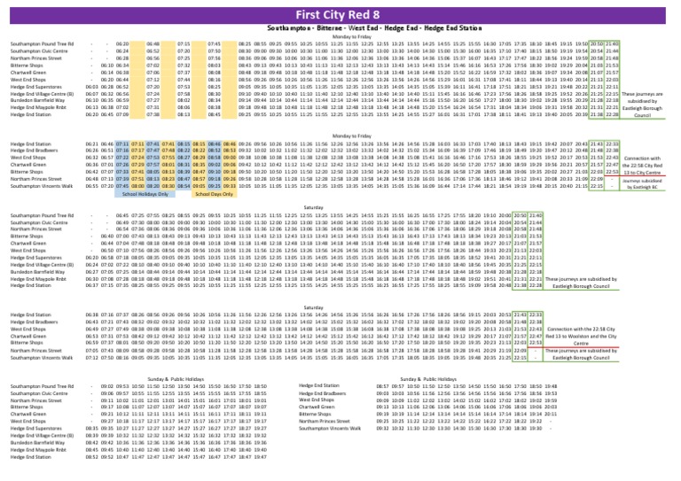 City Red 8 Bus Timetable | PDF | Planned Commercial Developments ...