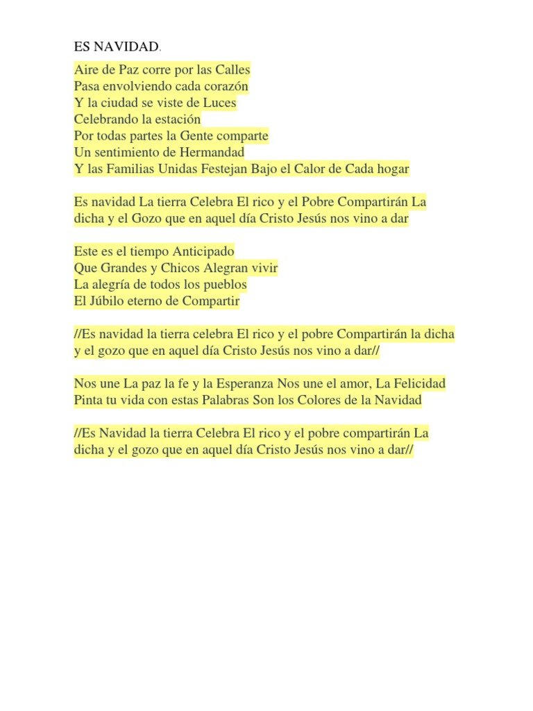 Letra Canciones Navidad