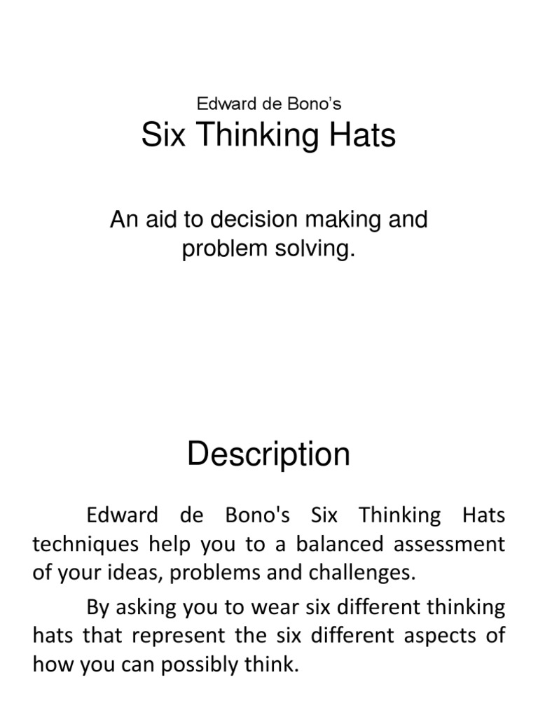 De Bono 6 Thinking Hats PP | PDF | Thought | Communication