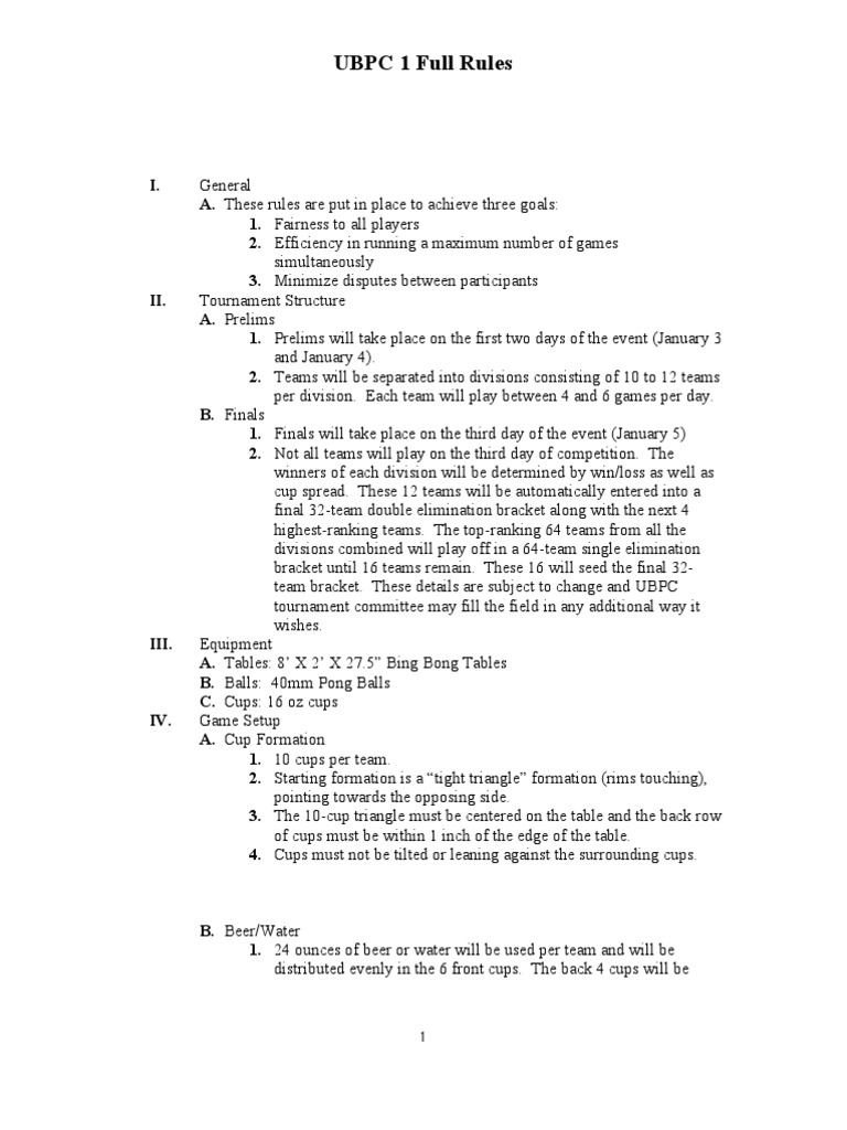 UBPC 1 Full Rules | PDF | Sports Rules And Regulations | Leisure