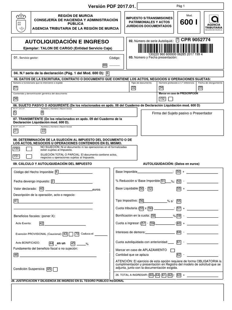Modelo Oficial 601 para Imprimir | PDF | Sociedad de responsabilidad ...