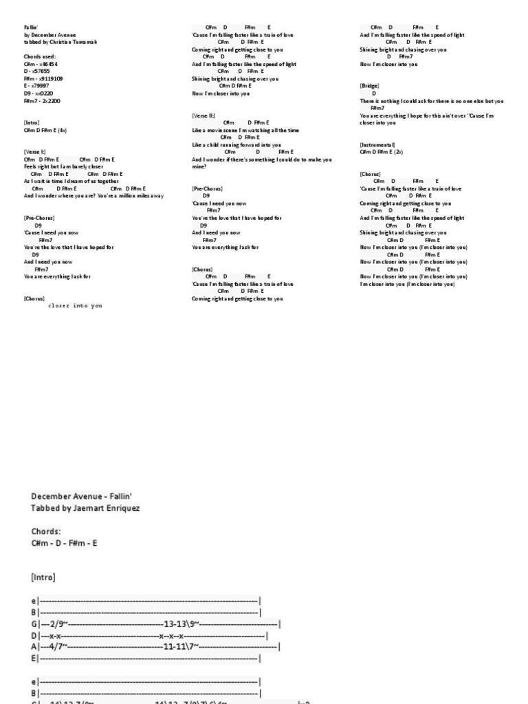 Fallin' Chords and Tab | PDF | Song Structure | Musical Forms