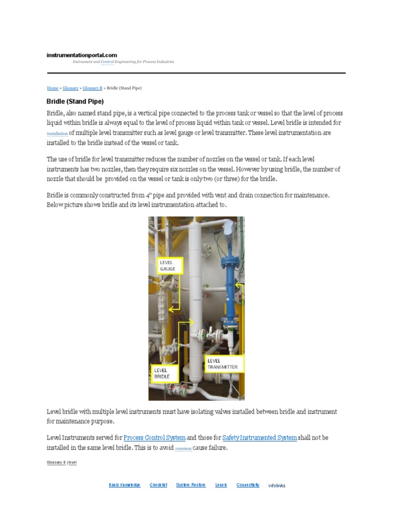 Bridle Istallation | PDF | Instrumentation | Pipe (Fluid Conveyance)